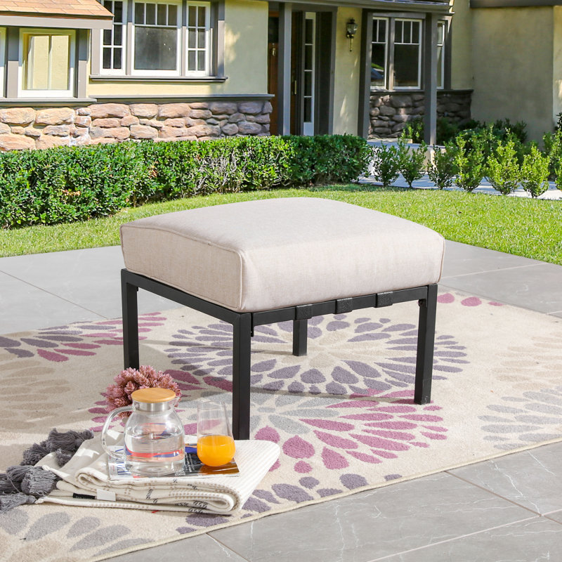 Torpoint Metal Outdoor Ottoman with Sunbrella Cushion